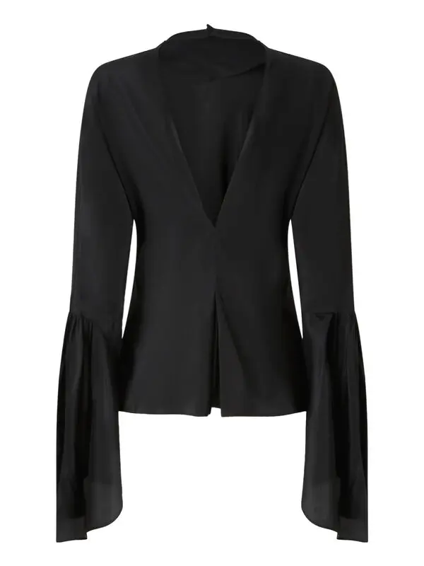 Pinko High-neck Ruffle-sleeved Shirt - Black