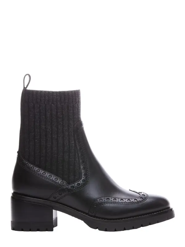 Santoni Sock-style Slip-on Ankle Boots With High Block Heel - Black