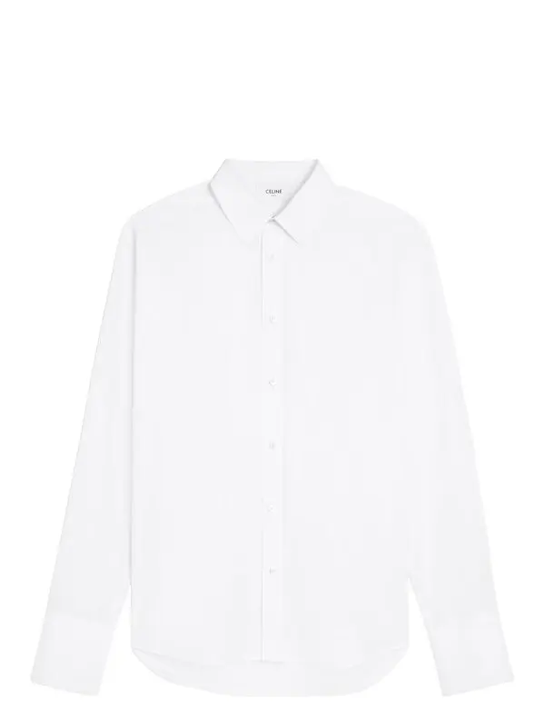 Celine Cotton Poplin Loose Shirt With Triomphe Embroidery - White