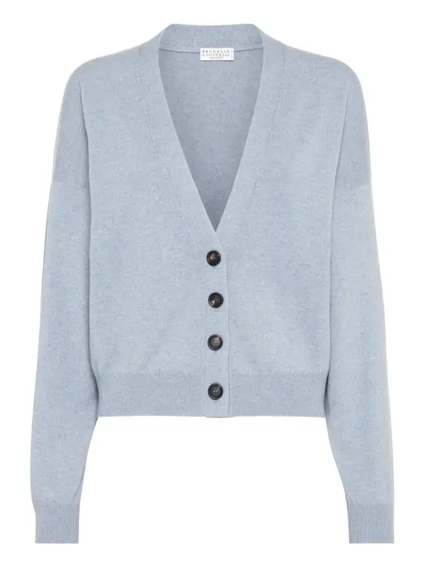 Brunello Cucinelli V-neck Cashmere Cardigan - Blue