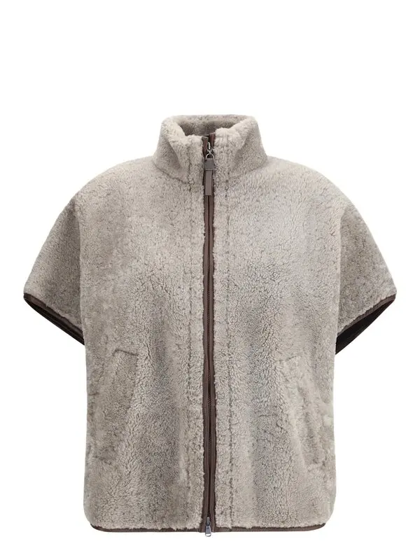 Brunello Cucinelli Zipped High Neck Jacket - Nude