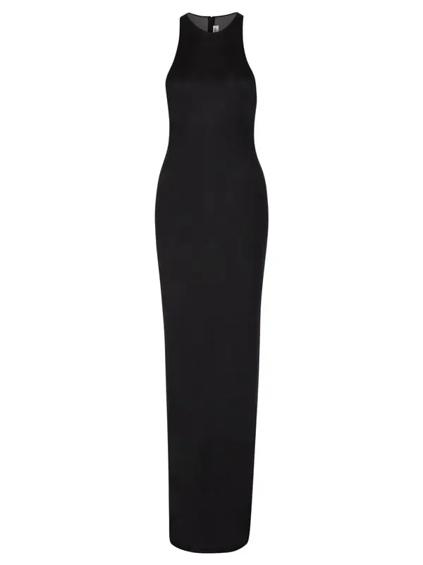 Saint Laurent Sleeveless Crewneck Maxi Dress With Logo Detail - Black