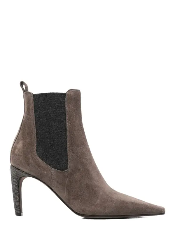Brunello Cucinelli Monili-embellished Suede Ankle Boots - Multicolor
