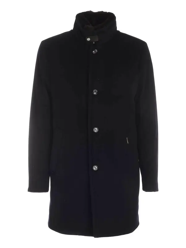 MOORER Bond-fur-le Single-breasted Padded Coat - Black