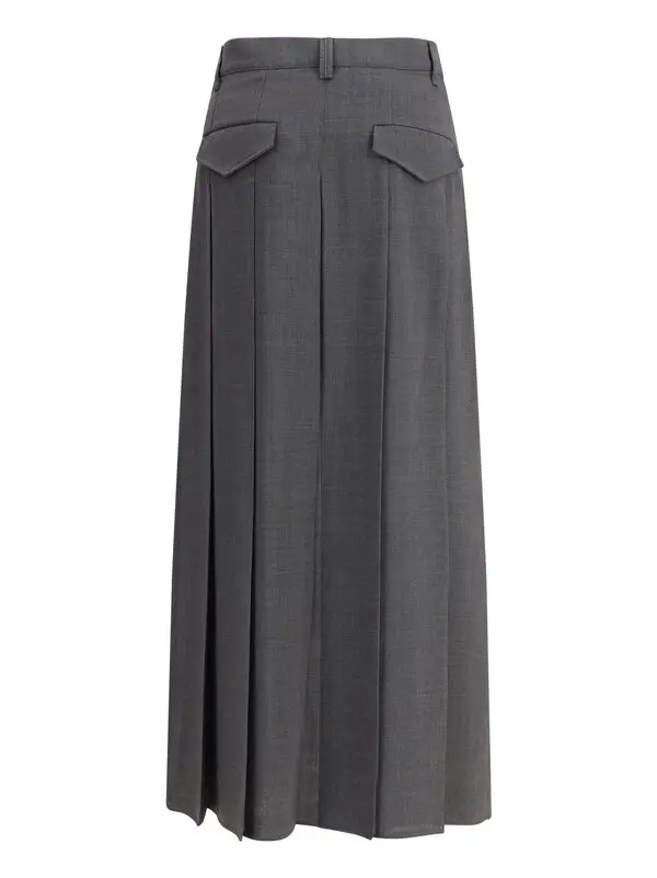 Brunello Cucinelli Pleated Midi Skirt - Medium Gray
