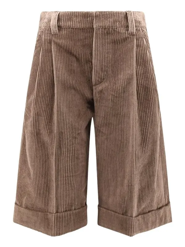 Brunello Cucinelli Monili Detailed Corduroy Shorts - Brown