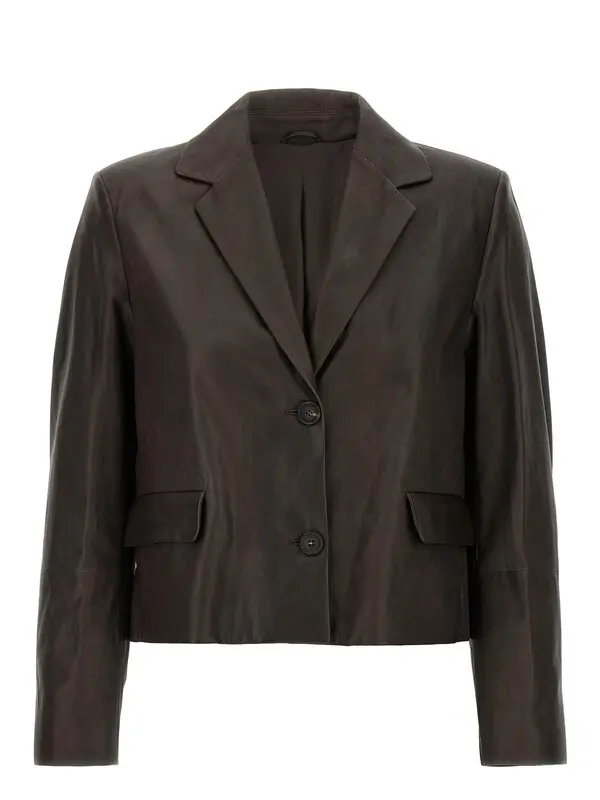 Brunello Cucinelli Single-breasted Leather Blazer - Black