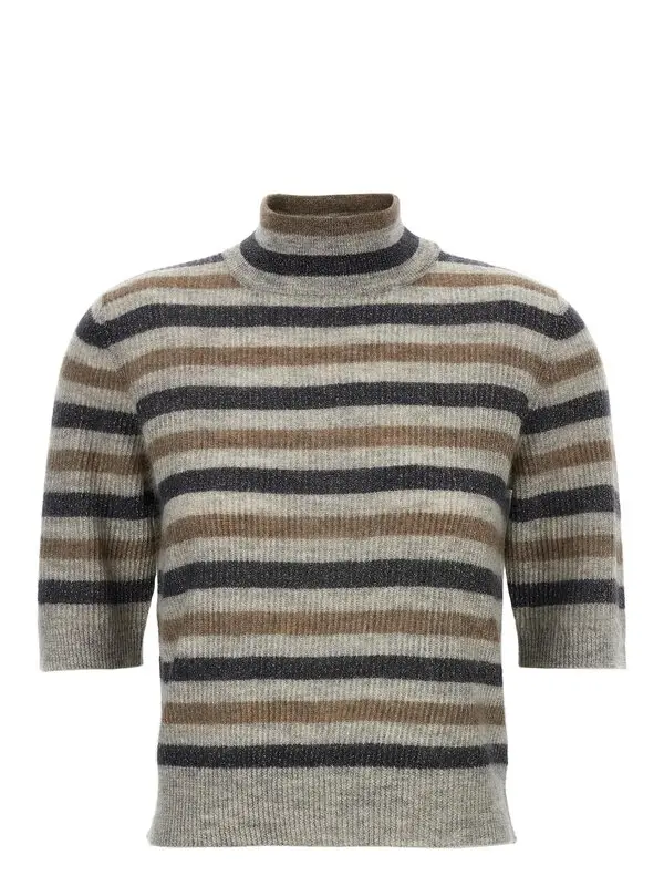 Brunello Cucinelli Striped Cropped Jumper - Multicolor