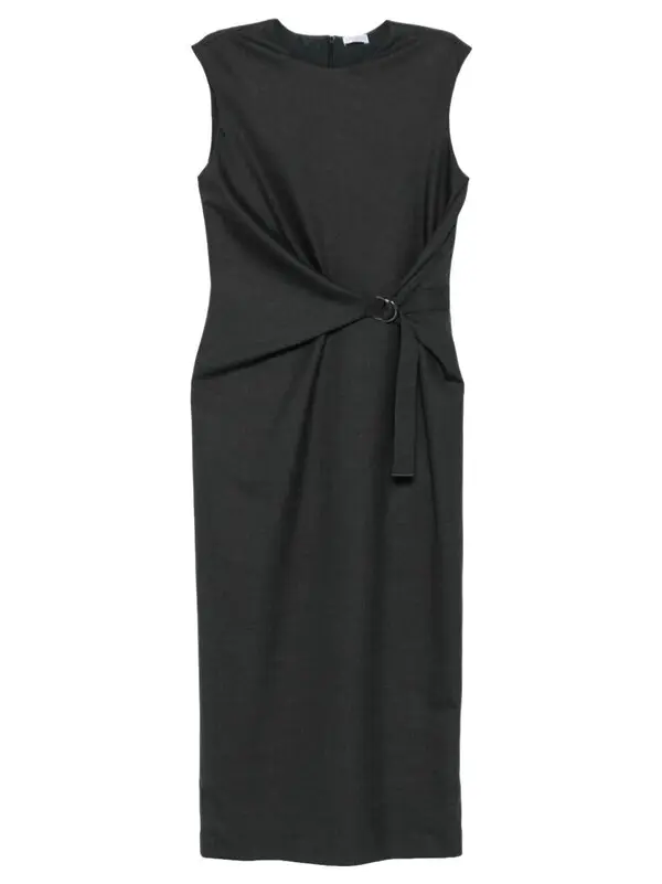 Brunello Cucinelli Sleeveless Crewneck Midi Dress - Black
