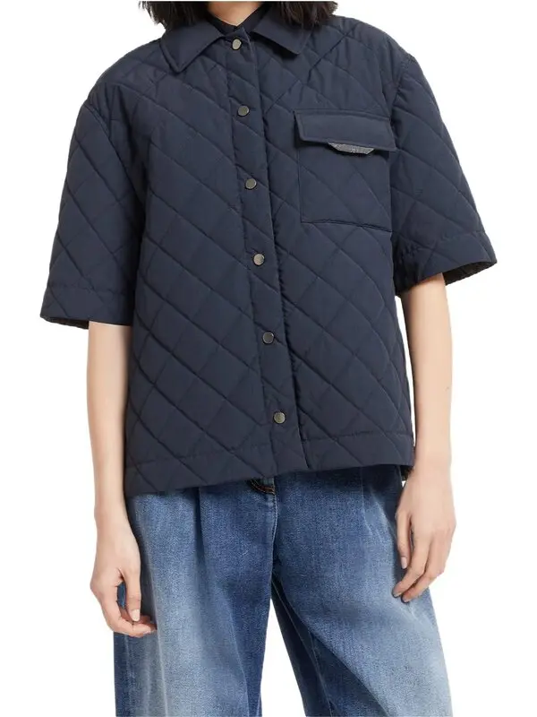 Brunello Cucinelli Quilted Padded Jacket - Blue