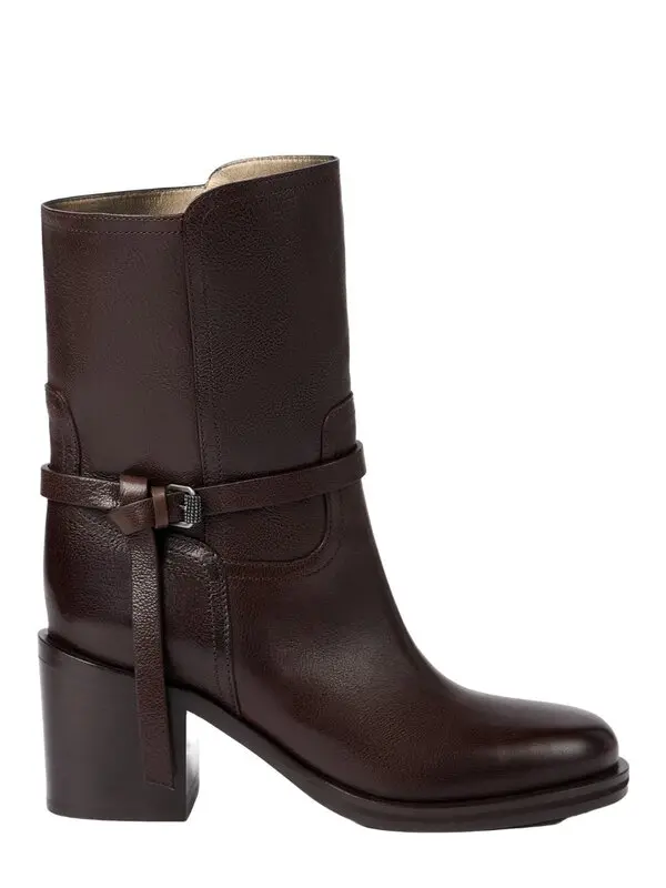Brunello Cucinelli Monili Embellished Ankle Boots - Brown