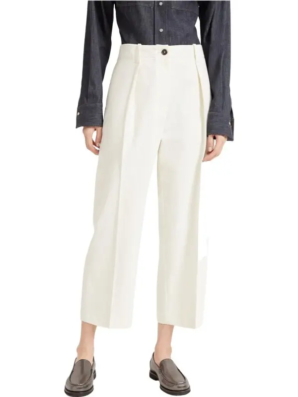 Brunello Cucinelli Pleated Cropped Trousers - White