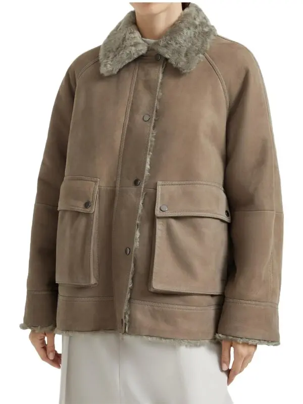 Brunello Cucinelli Shearling Trimmed Jacket - Brown