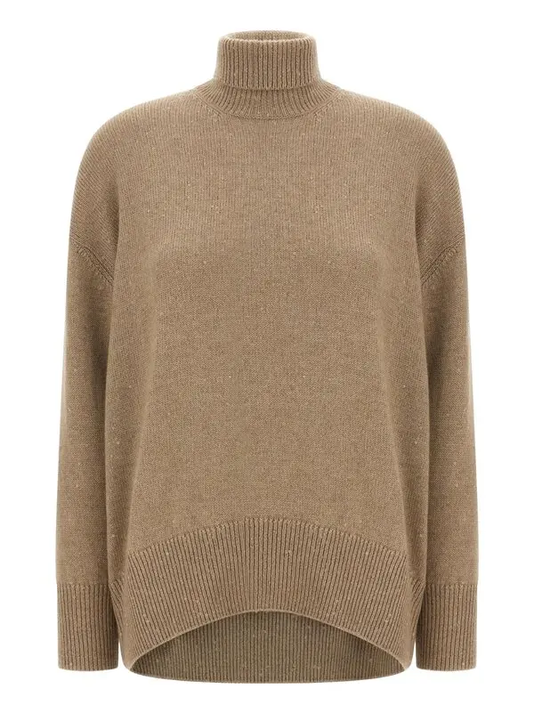 Brunello Cucinelli Sequin Embellished Turtleneck Jumper - Brown