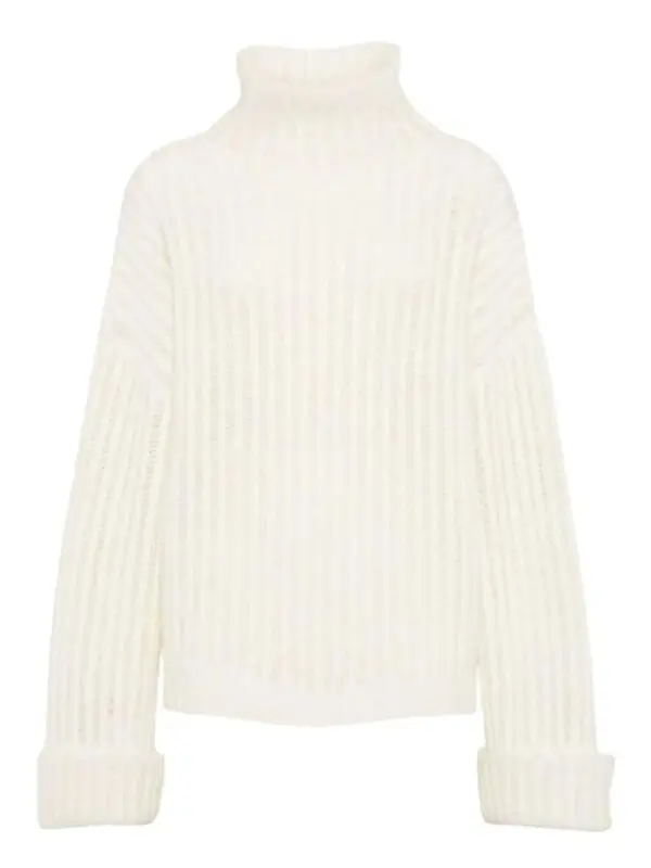 Brunello Cucinelli Wide Rib Turtleneck Sweater - White