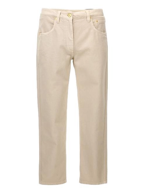 Brunello Cucinelli Cropped Jeans With Logo Patch - White
