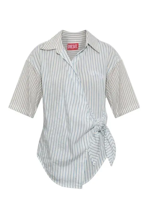 DIESEL® Striped Shirt With Short Sleeves And Curved Hem - No
