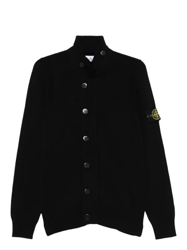 Stone Island Stand-collar Button Cardigan - Black