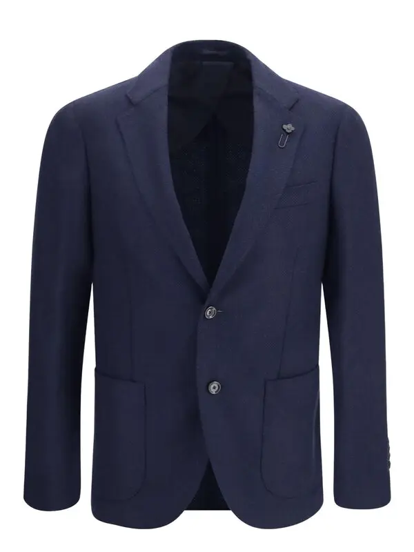 LARDINI Patch Pocket Single-breasted Blazer - Black