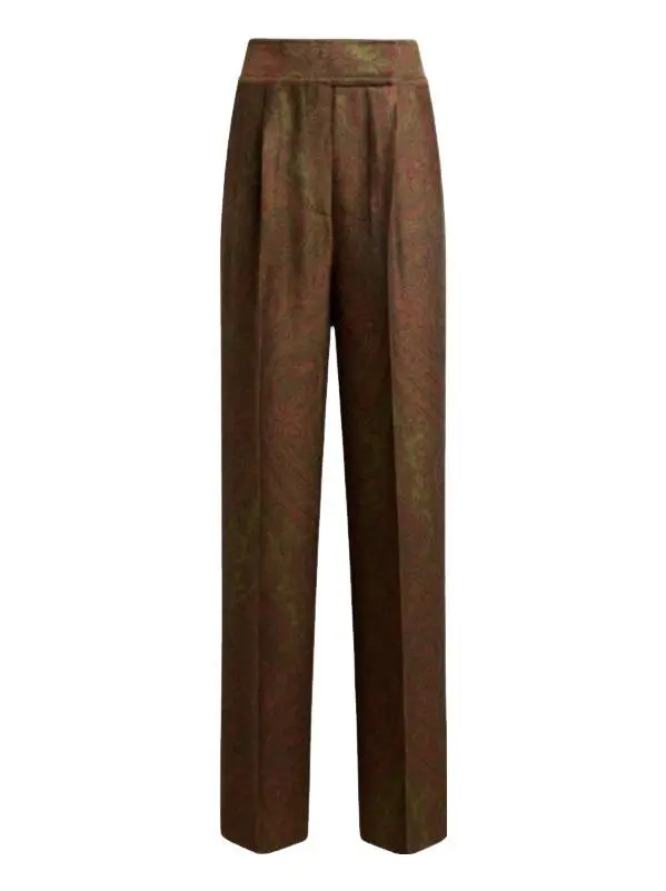 Etro Wool-blend Paisley Jacquard Trousers - Green