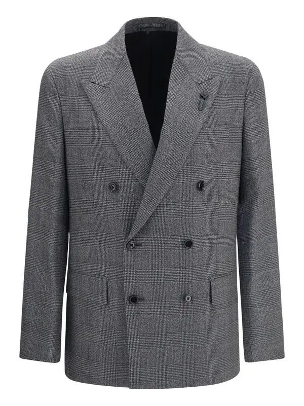 LARDINI Double-breasted Checked Coat - No
