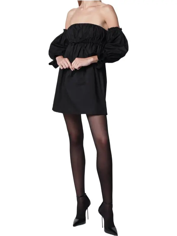 Saint Laurent Off-the-shoulder Mini Dress With Bow Detail - Black