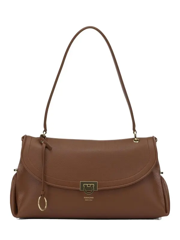 FERRAGAMO Medium 'gancini' Shoulder Bag - Brown