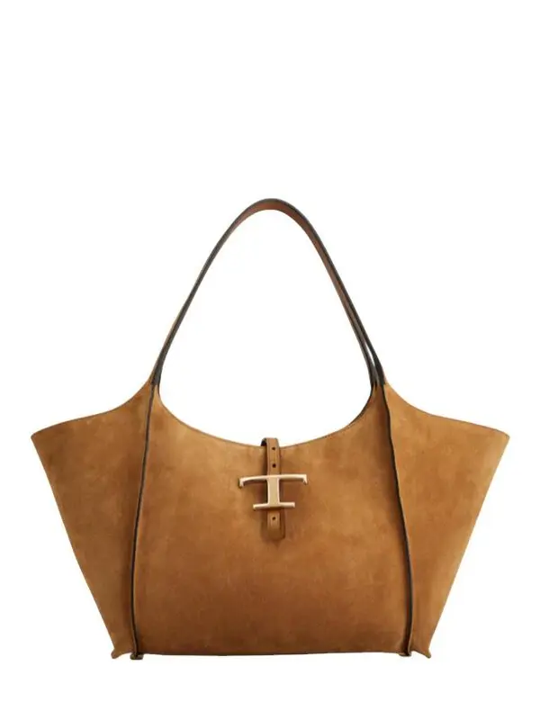 TOD'S Suede Small Timeless Shopping Bag - Brown