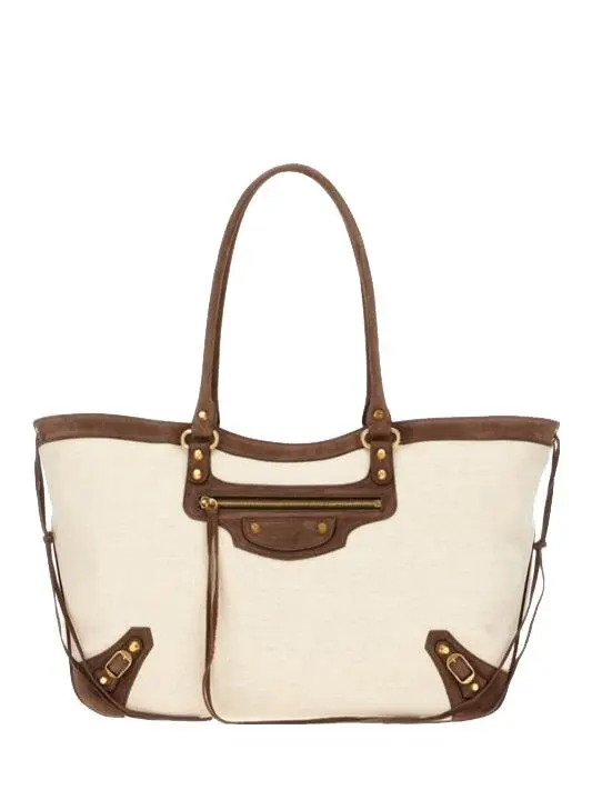 Balenciaga Zippered Tote Bag With Top Handle - Beige