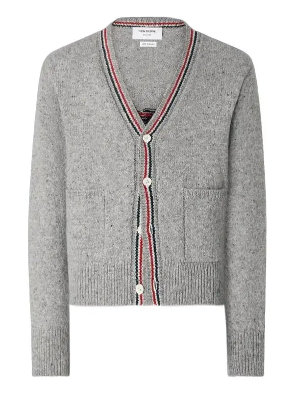 Thom Browne Hector Intarsia-knitted Long-sleeved Cardigan - Light Gray