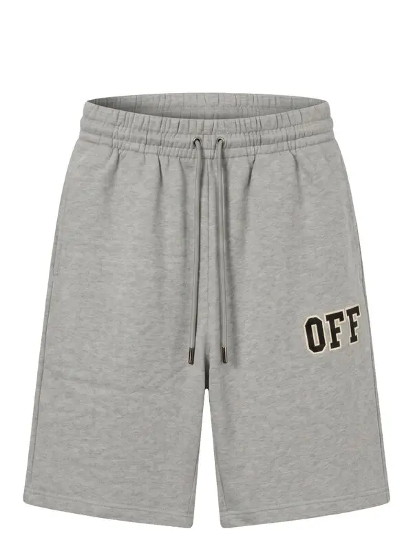 Off-White Elastic Waist Shorts With Printed Logo - Grey