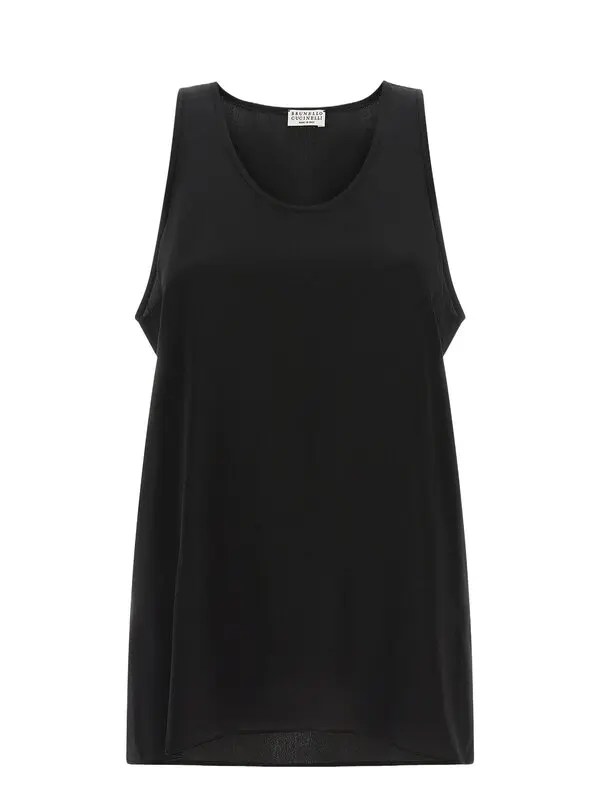 Brunello Cucinelli Monile Silk Sleeveless Top - Black