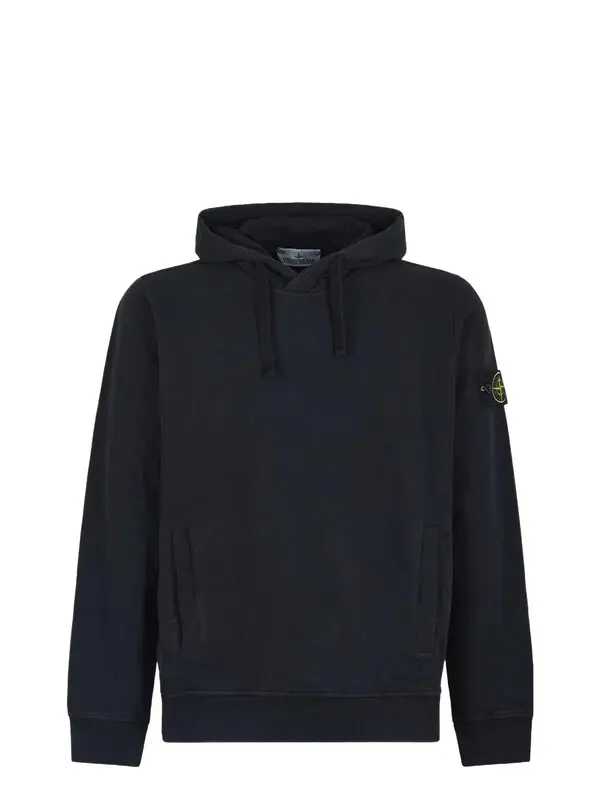 Stone Island Long Sleeve Hooded Sweatshirt - Black