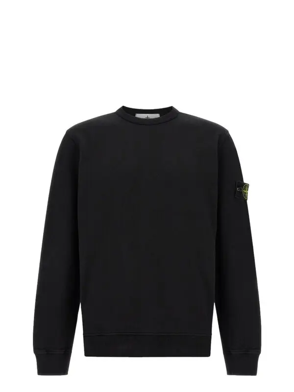 Stone Island Long Sleeve Hooded Sweatshirt - Black