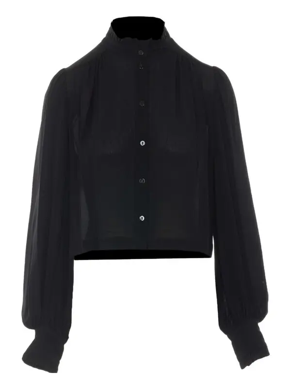 TWINSET Sheer Long Sleeve Top With Ruffled Details - No