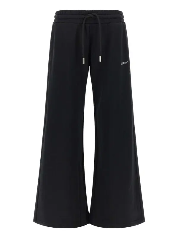 Off-White Wide Leg Sweatpants With Contrast Logo Detail - Black