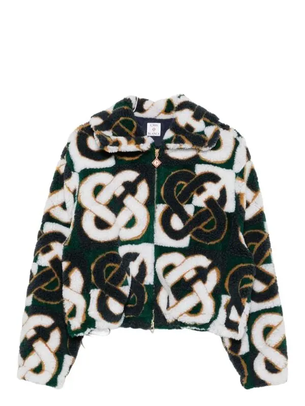 Casablanca Plaid Letter Pattern Fleece Jacket - Camon