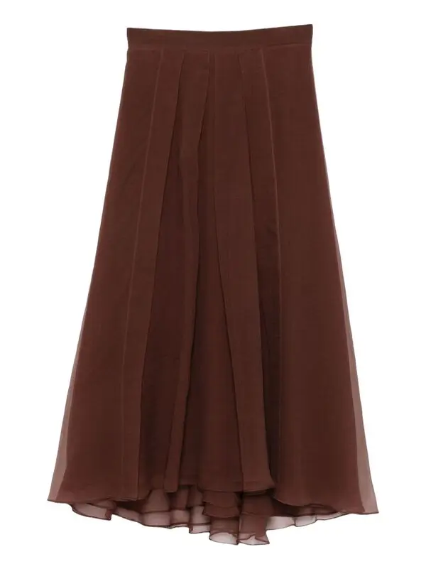 Brunello Cucinelli Pleated Midi Circle Skirt - Brown