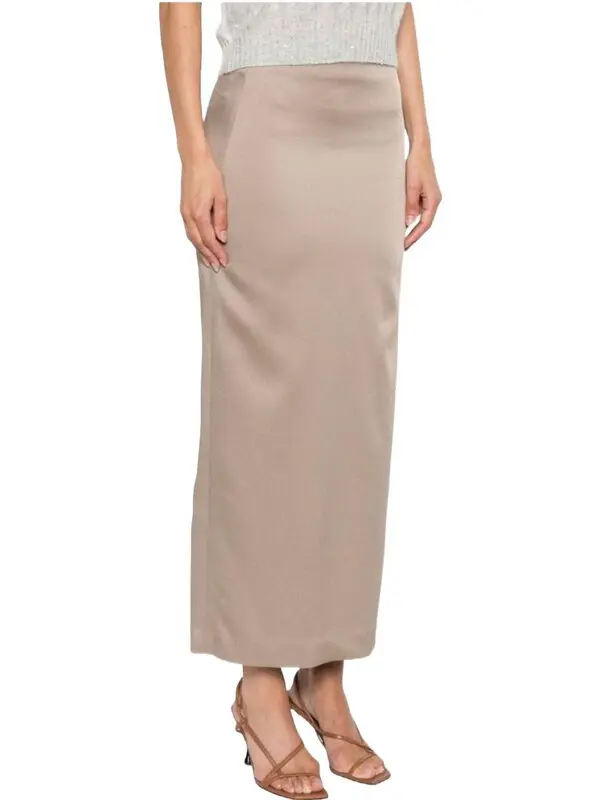 Brunello Cucinelli High-rise Slit Detailed Maxi Skirt - Nude