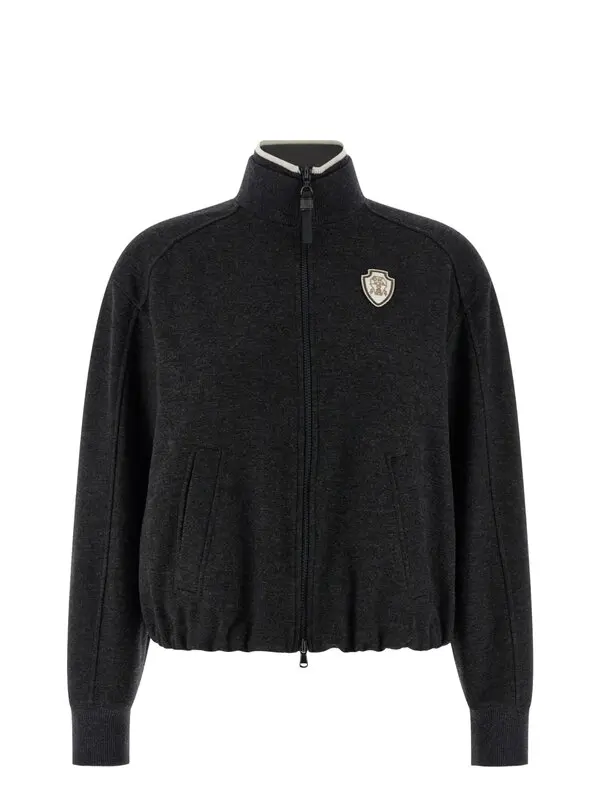 Brunello Cucinelli High Neck Zip-up Sweatshirt - Grey