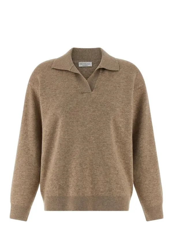Brunello Cucinelli Double Knit Polo Shirt - Brown