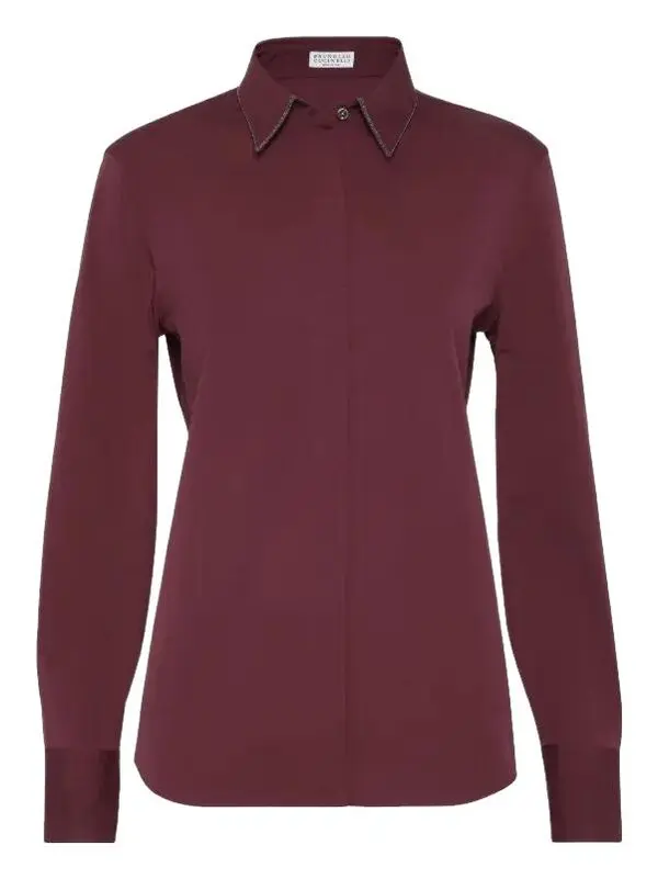 Brunello Cucinelli Long-sleeve Shirt With Lapel Collar - Red
