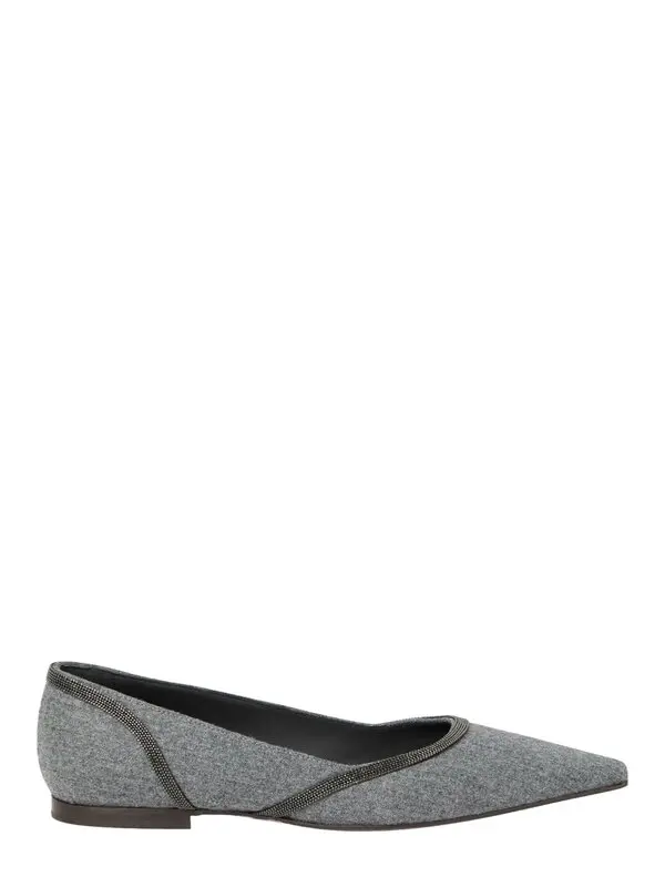 Brunello Cucinelli Flannel Ballet Flats - Gray