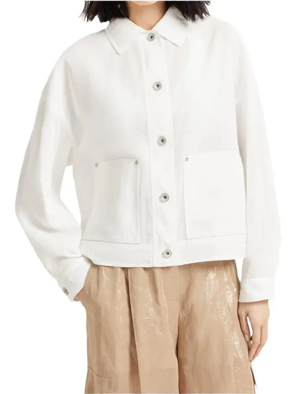 Brunello Cucinelli Monili Chain-detail Organza Jacket - White