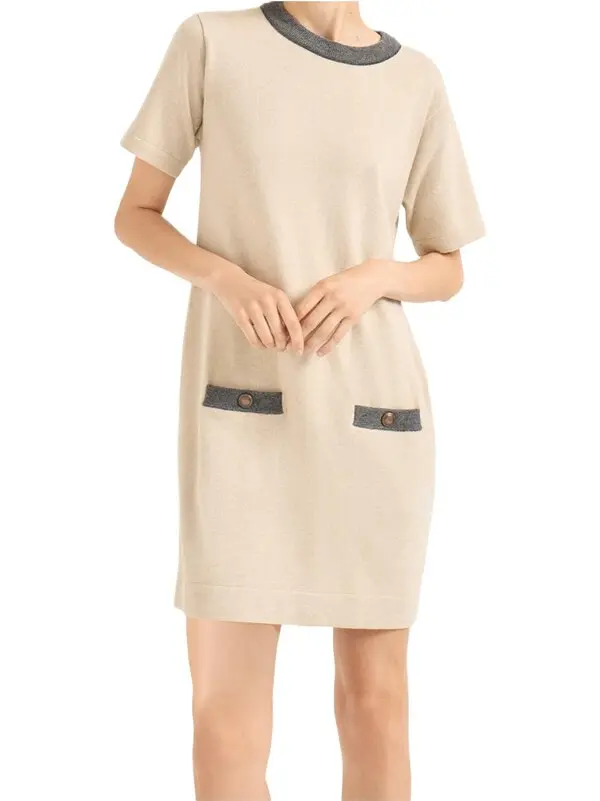 Brunello Cucinelli Pocket Trim Mini Dress - Beige