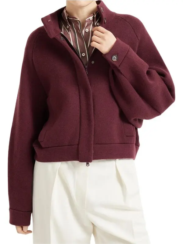 Brunello Cucinelli High-neck Balloon-sleeve Jacket - Multicolor