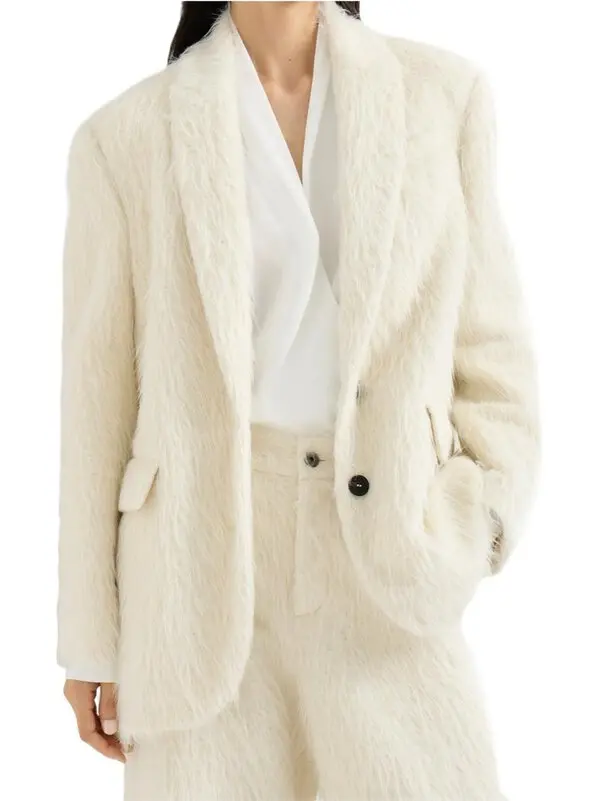 Brunello Cucinelli Faux-fur Lapel Collar Blazer - Panama