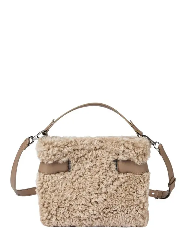 Brunello Cucinelli Shearling Mini Bag - Nude