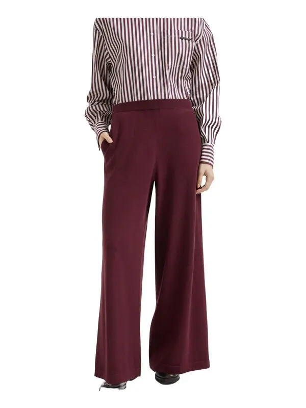 Brunello Cucinelli Ribbed Knit Wide Leg Trousers - Red