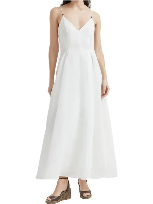 Brunello Cucinelli Monili Chain-detail Organza Dress - White